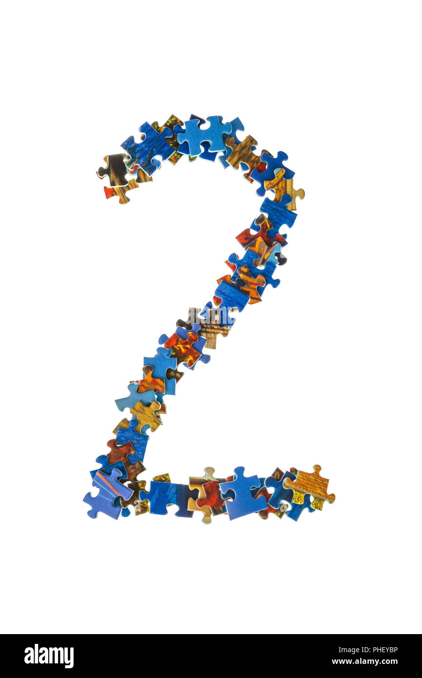 Number 2 made of puzzle pieces Stock Photo - Alamy
