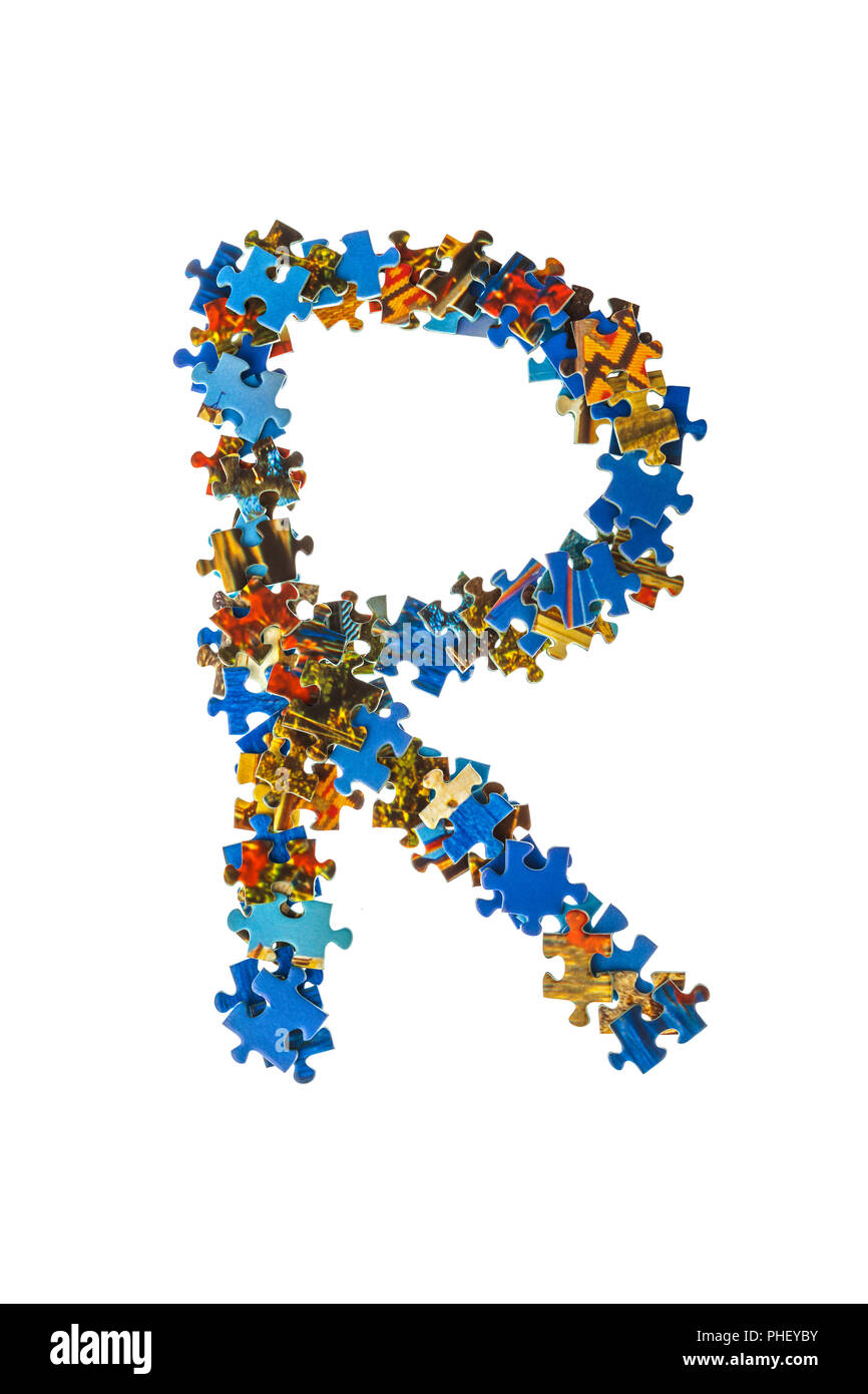Letter R made of puzzle pieces Stock Photo - Alamy