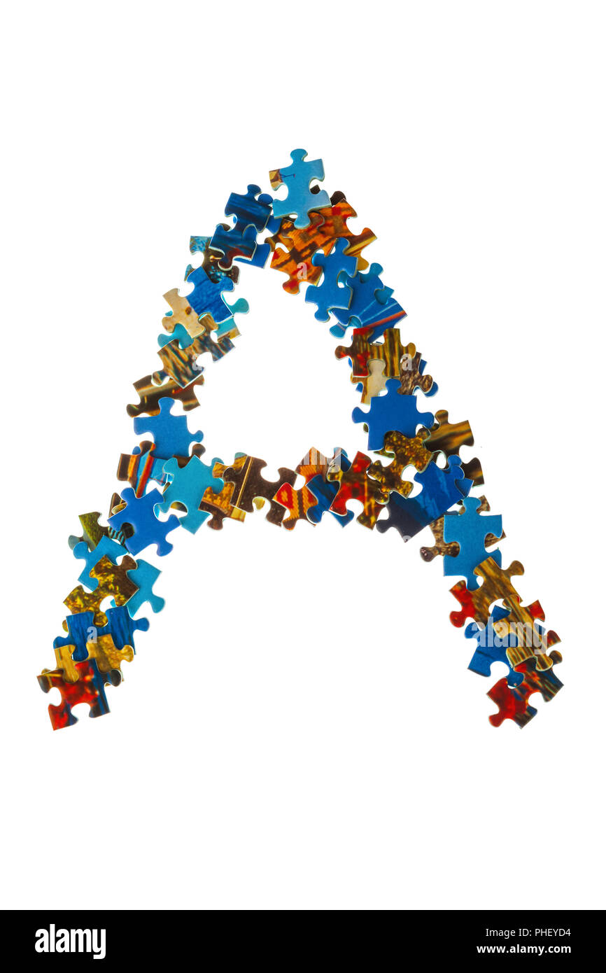 Letter A made of puzzle pieces Stock Photo - Alamy
