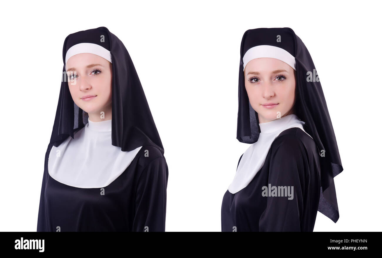 Nun isolated on the white background Stock Photo - Alamy