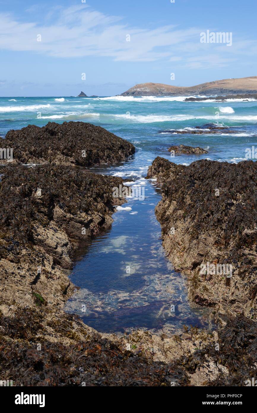 Treyarnon bay beach cornwall england hi-res stock photography and ...