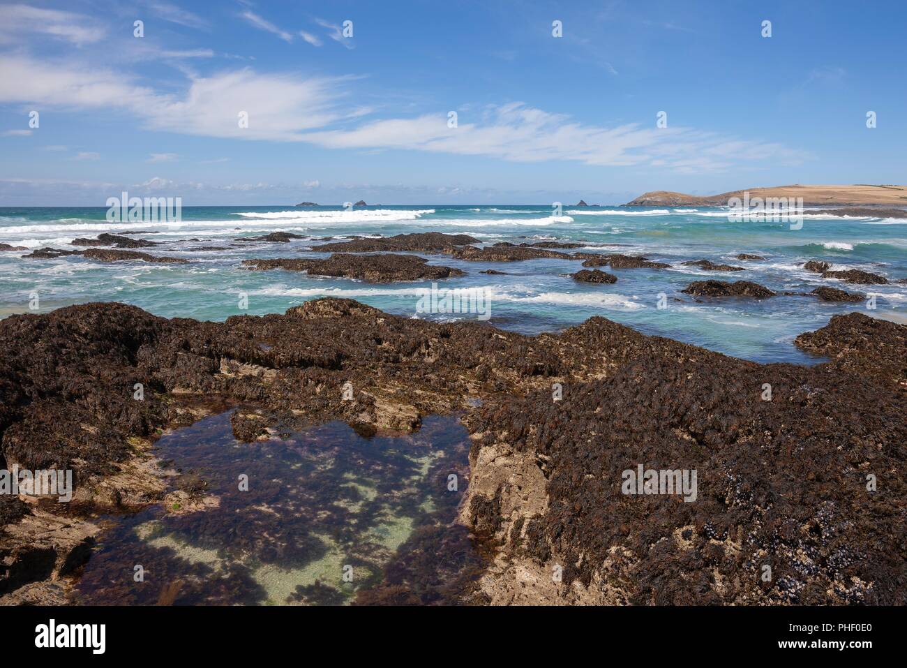 Treyarnon bay beach cornwall england hi-res stock photography and ...