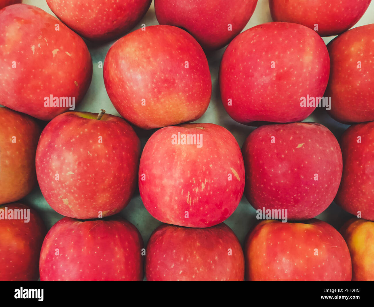 top down view on a box of red apples Stock Photo - Alamy