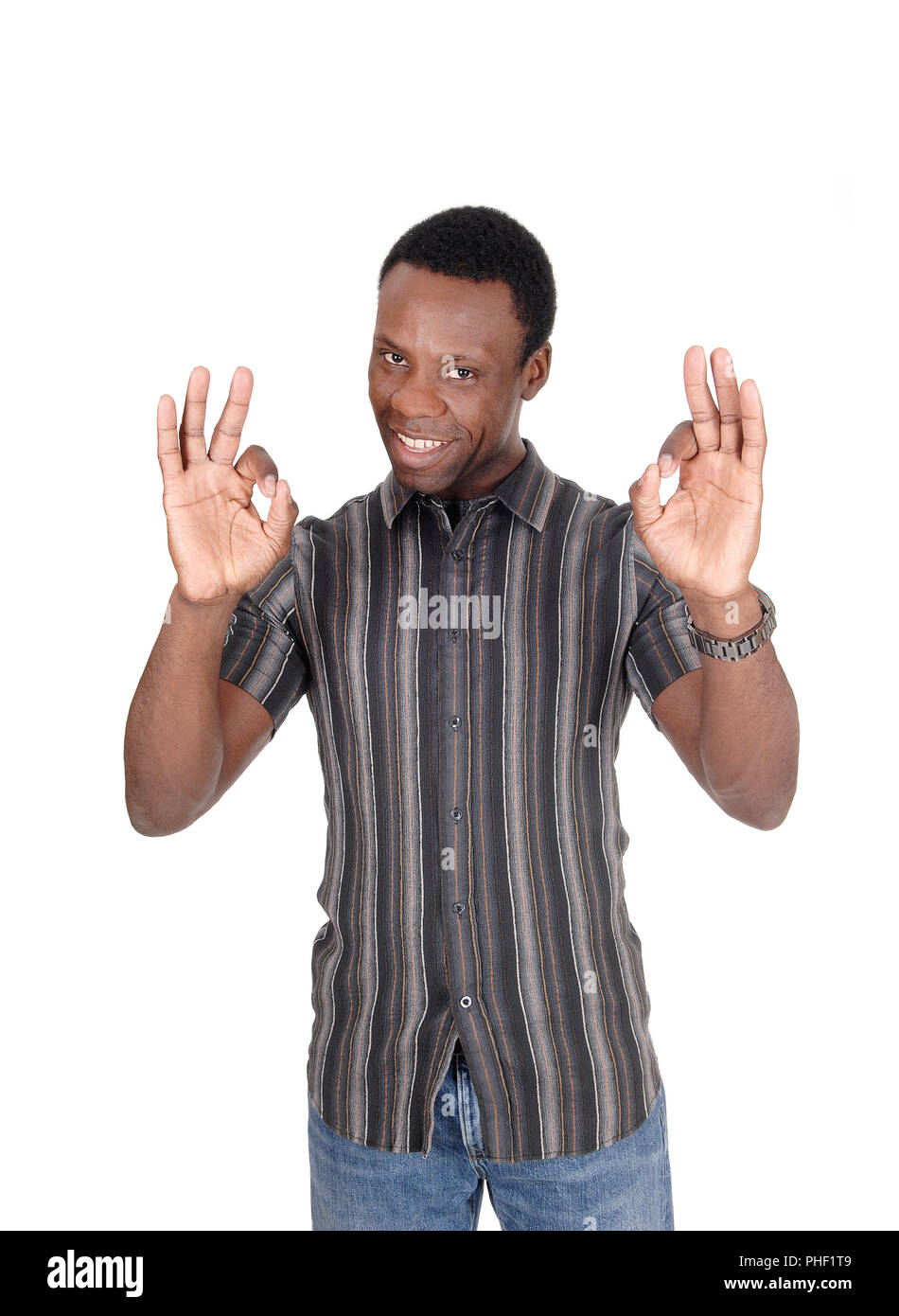 Young black guy making success hi-res stock photography and images - Alamy