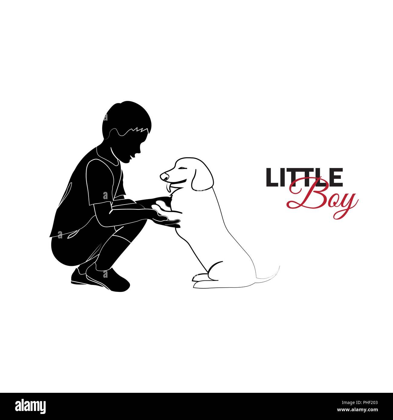 Boy with puppy Stock Vector Images - Alamy