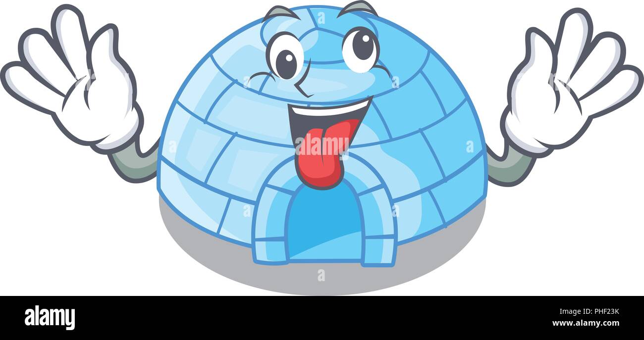 Crazy cartoon ice house igloo on snowing day vector illustration Stock ...
