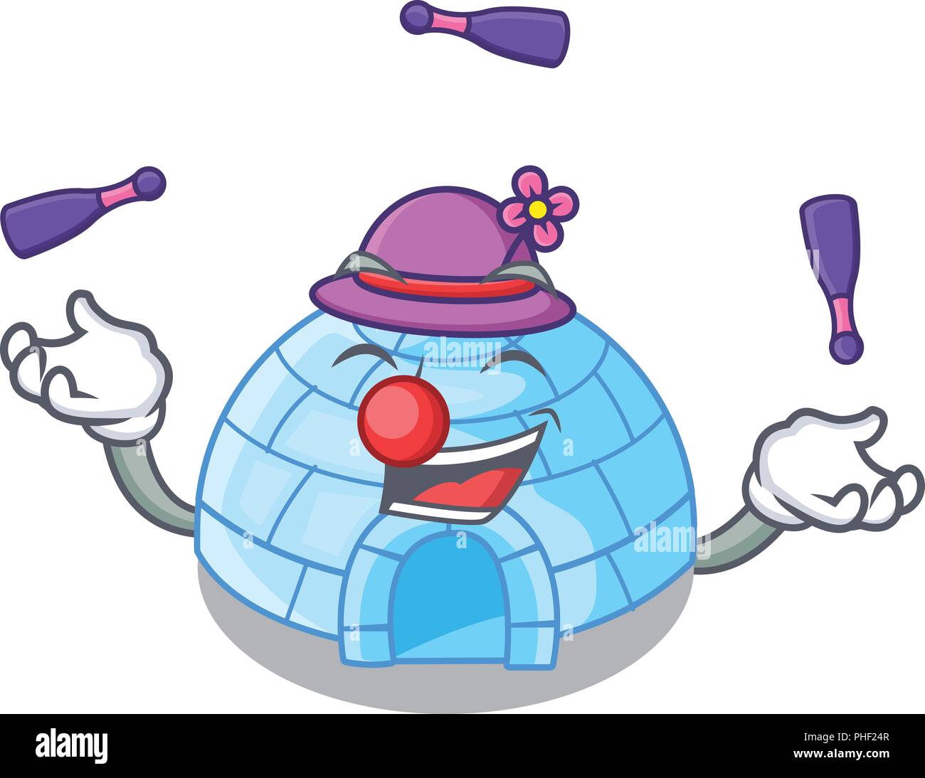 Juggling cartoon ice house igloo on snowing day vector illustration ...