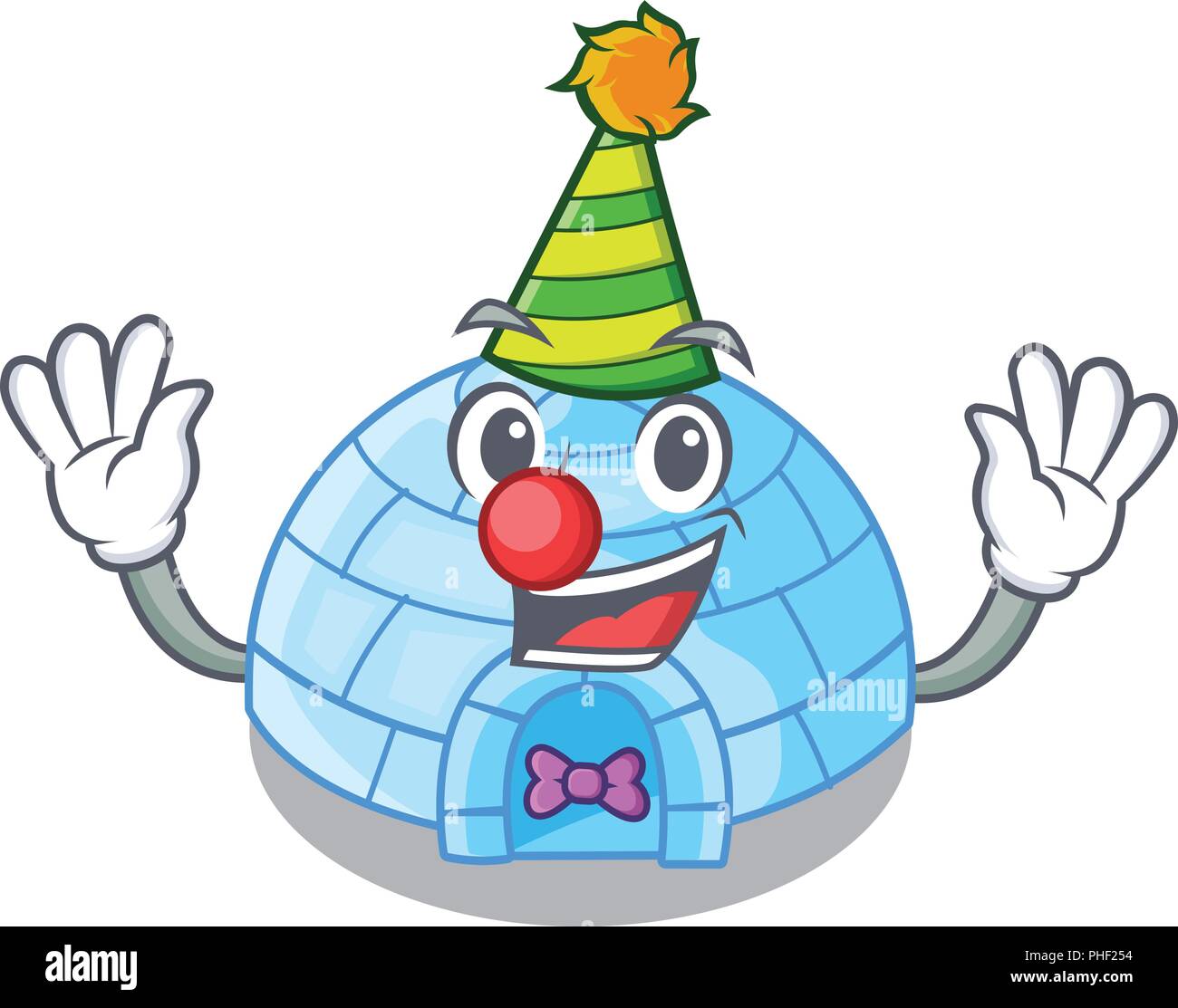Clown cartoon ice house igloo on snowing day vector illustration Stock ...
