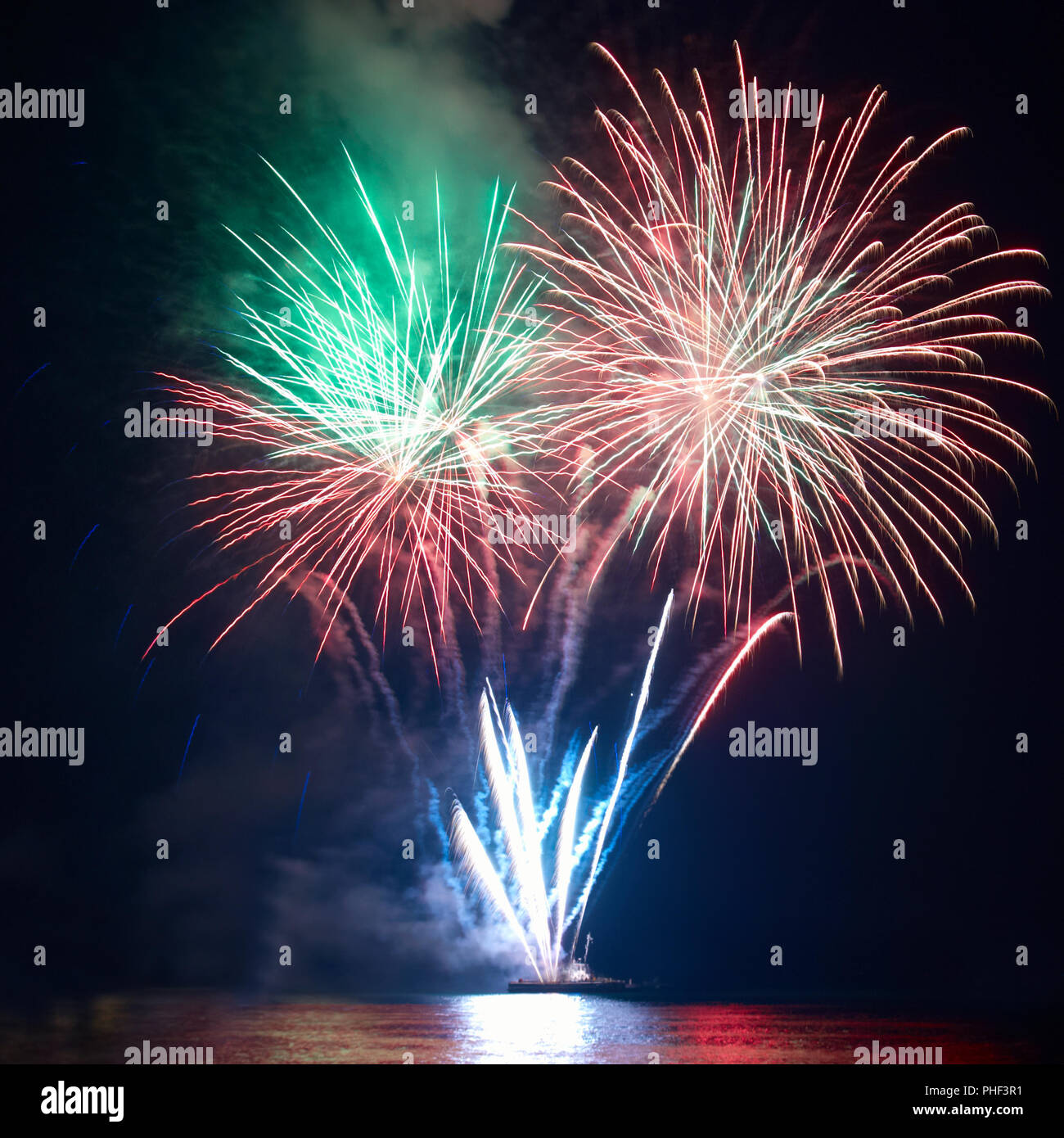 Colorful red fireworks Stock Photo - Alamy