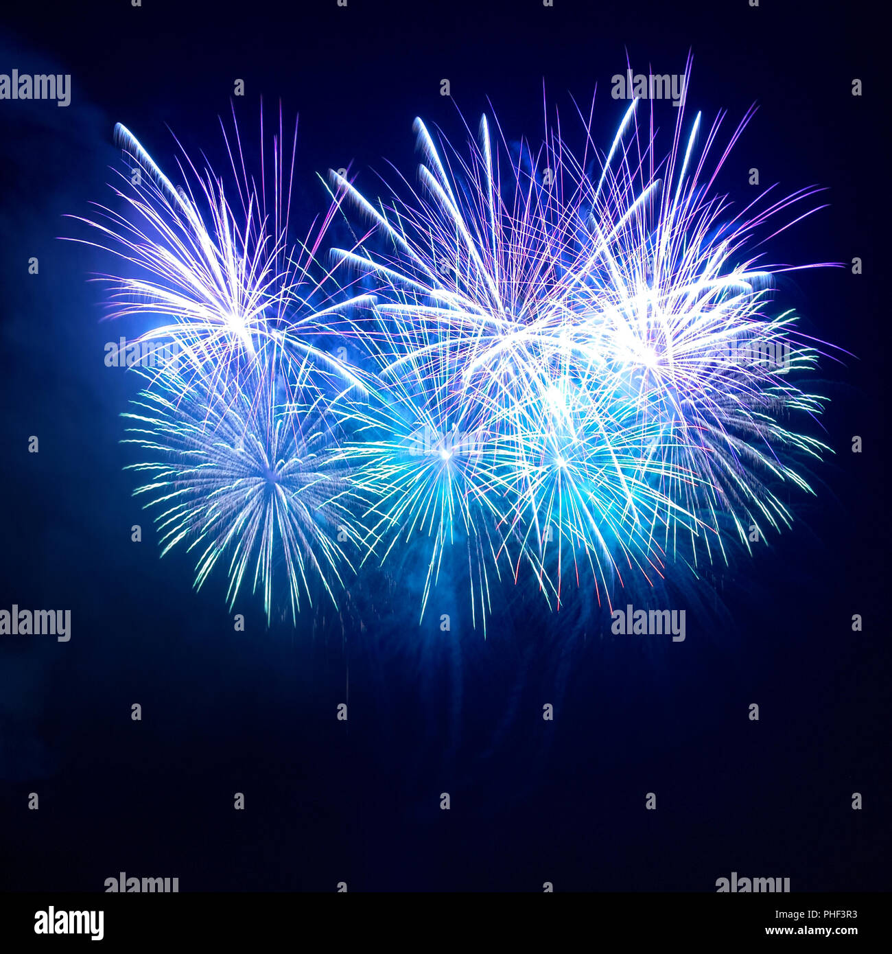 Colorful blue fireworks Stock Photo - Alamy