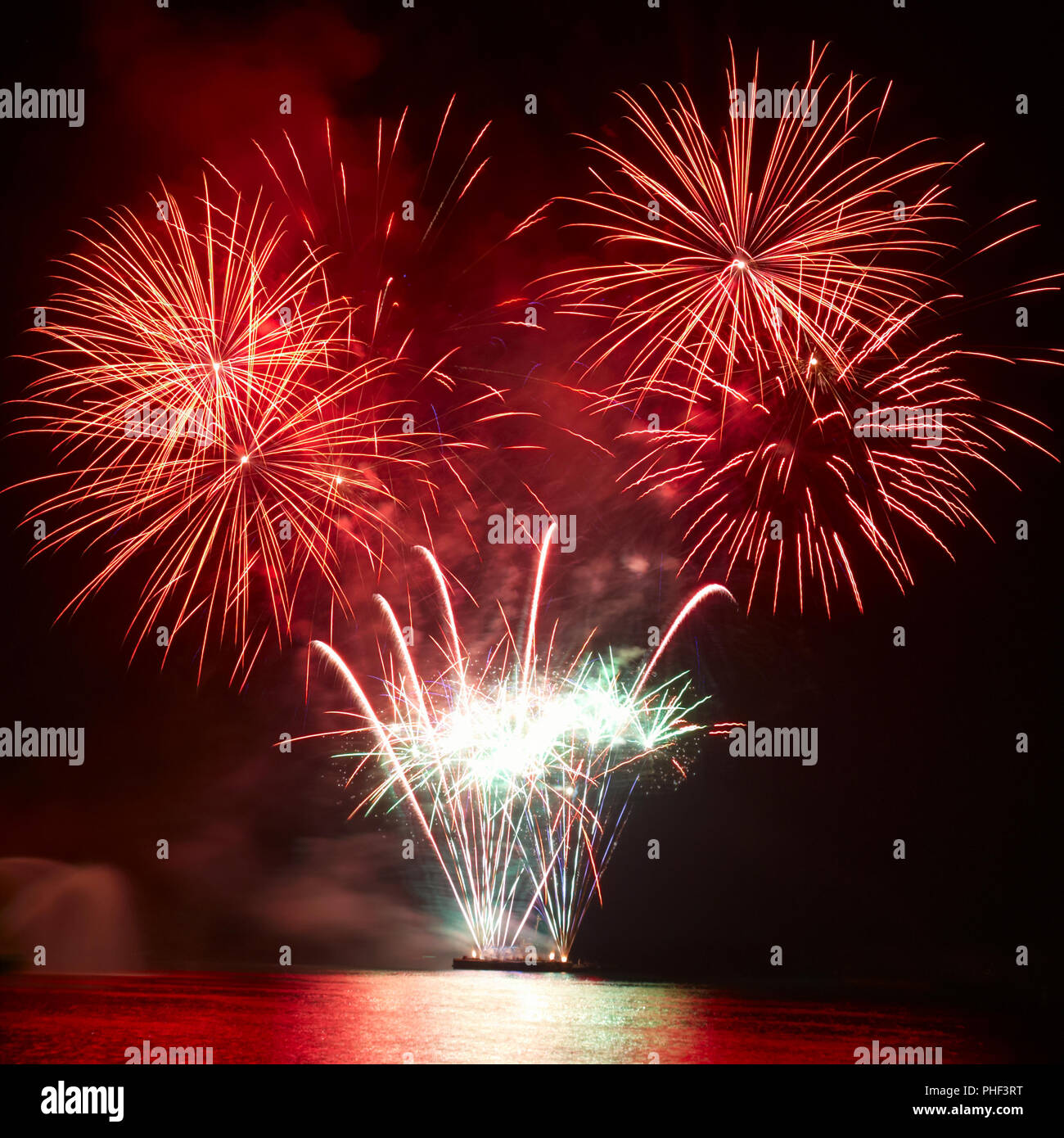 Colorful red fireworks Stock Photo - Alamy