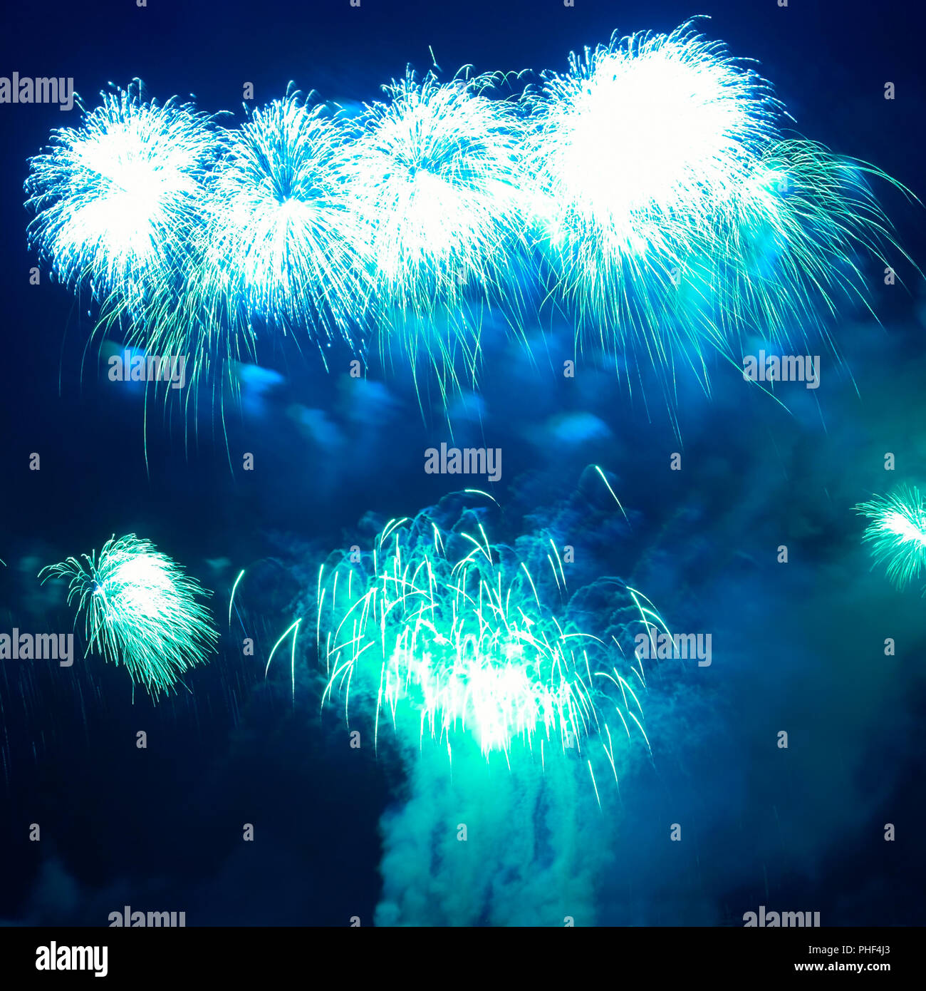 Colorful blue fireworks Stock Photo - Alamy