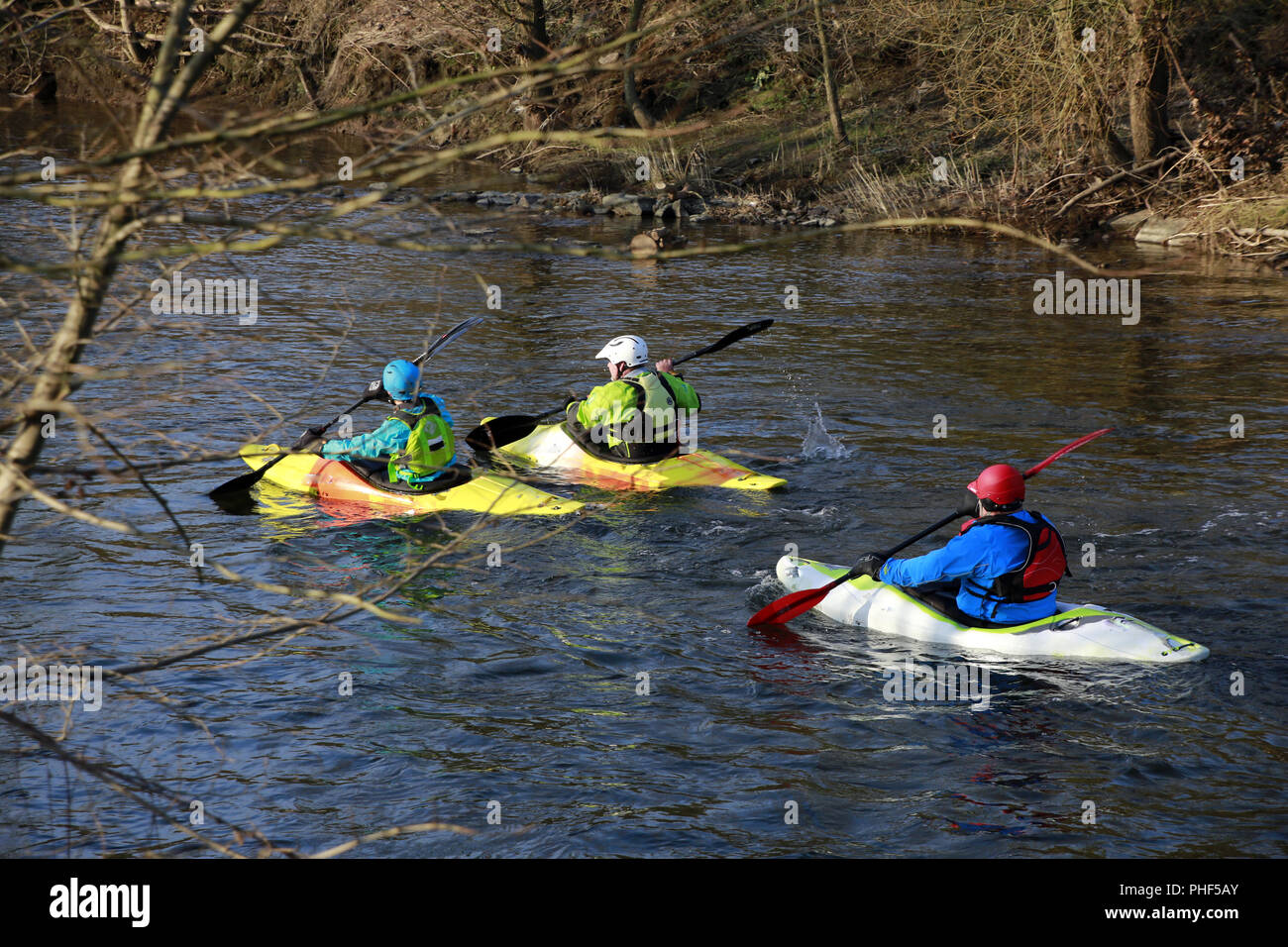 Kayak rider on the Wupper Stock Photo - Alamy
