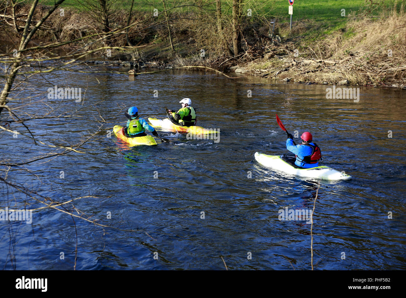 Kayak rider on the Wupper Stock Photo - Alamy