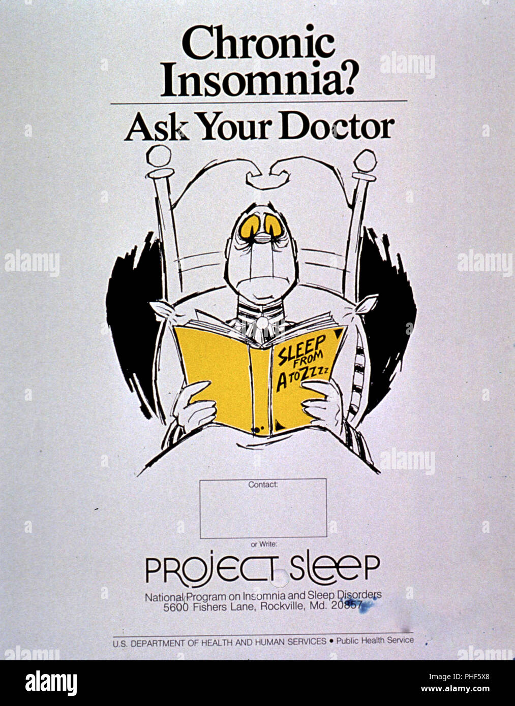 Chronic insomnia? ask your doctor poster - ca. 1980s Stock Photo - Alamy