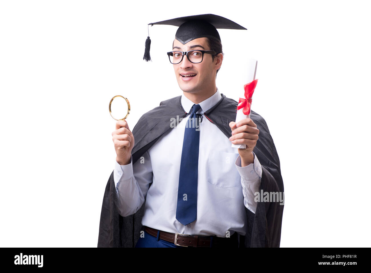 Student graduate isolated on white background Stock Photo - Alamy