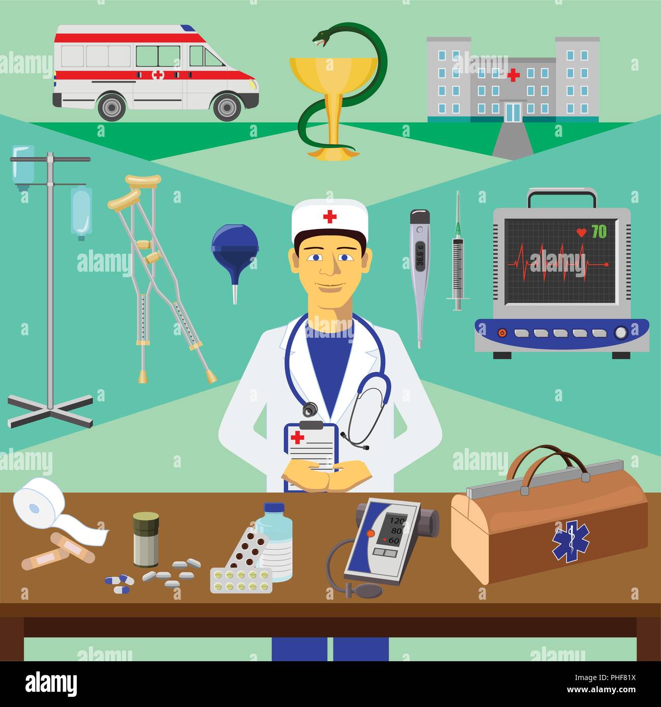 Color vector clip art. Infographics education. Profession of the doctor ...