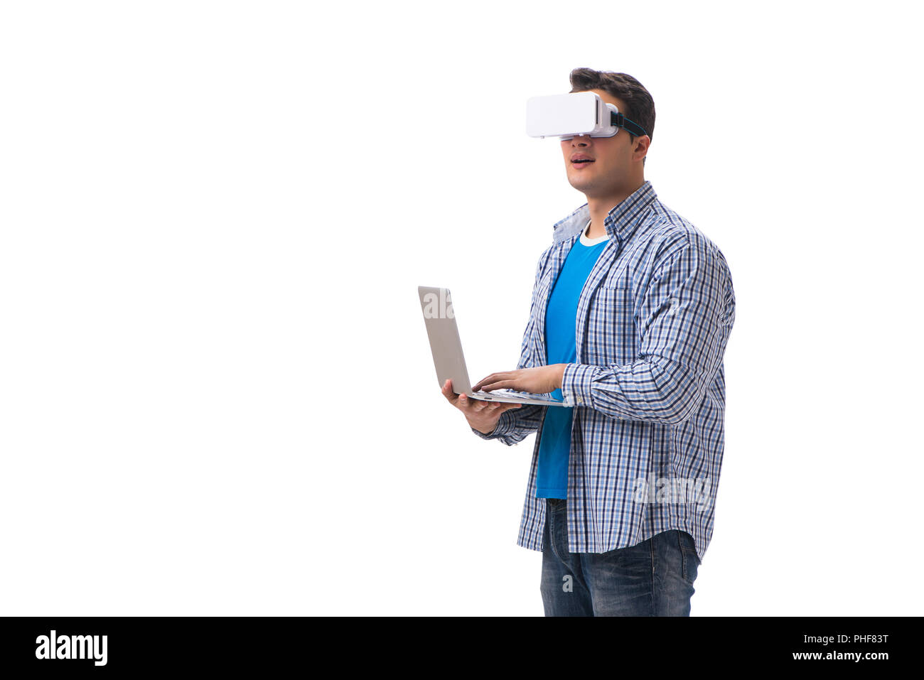 Businessman wearing vr headset Cut Out Stock Images & Pictures - Alamy