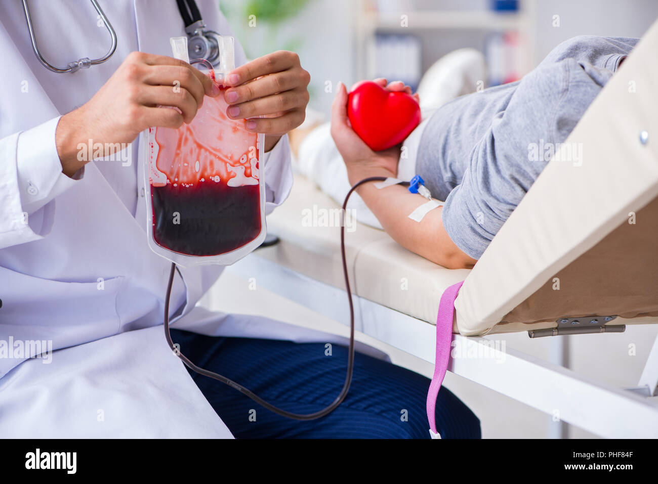 Patient getting blood transfusion in hospital clinic Stock Photo - Alamy