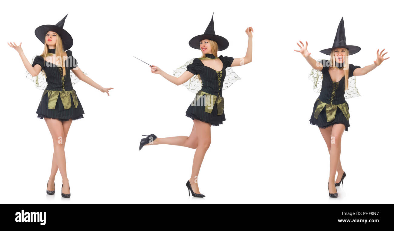 Woman magician doing her tricks with wand Stock Photo - Alamy