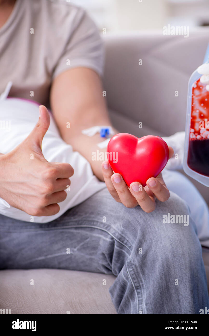 Patient getting blood transfusion in hospital clinic Stock Photo - Alamy