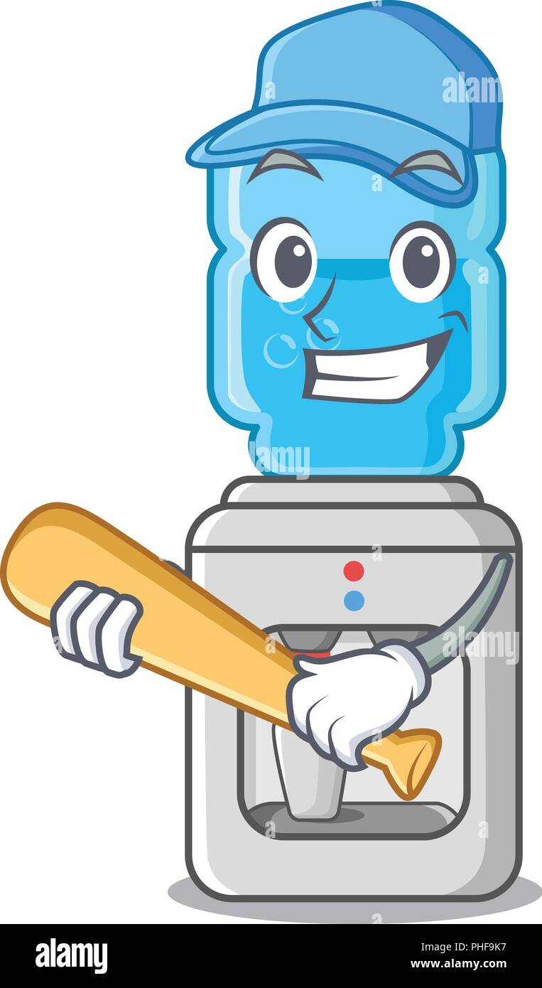 Playing baseball cartoon water cooler for office and home vector ...