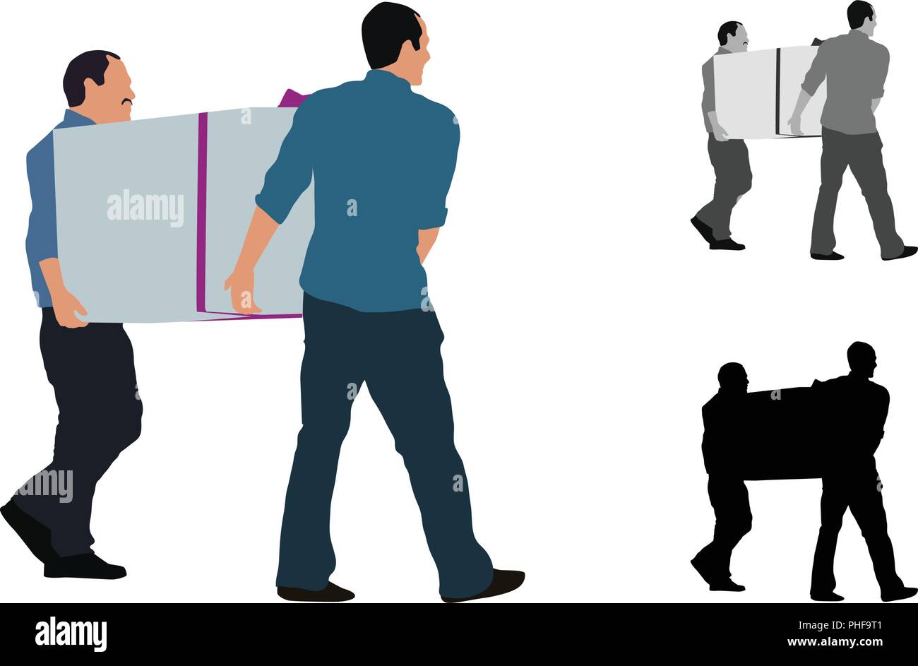 Two men carrying cardboard box Stock Vector Images - Alamy