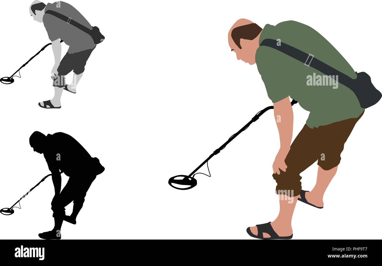 Person using metal detector Cut Out Stock Images & Pictures - Alamy