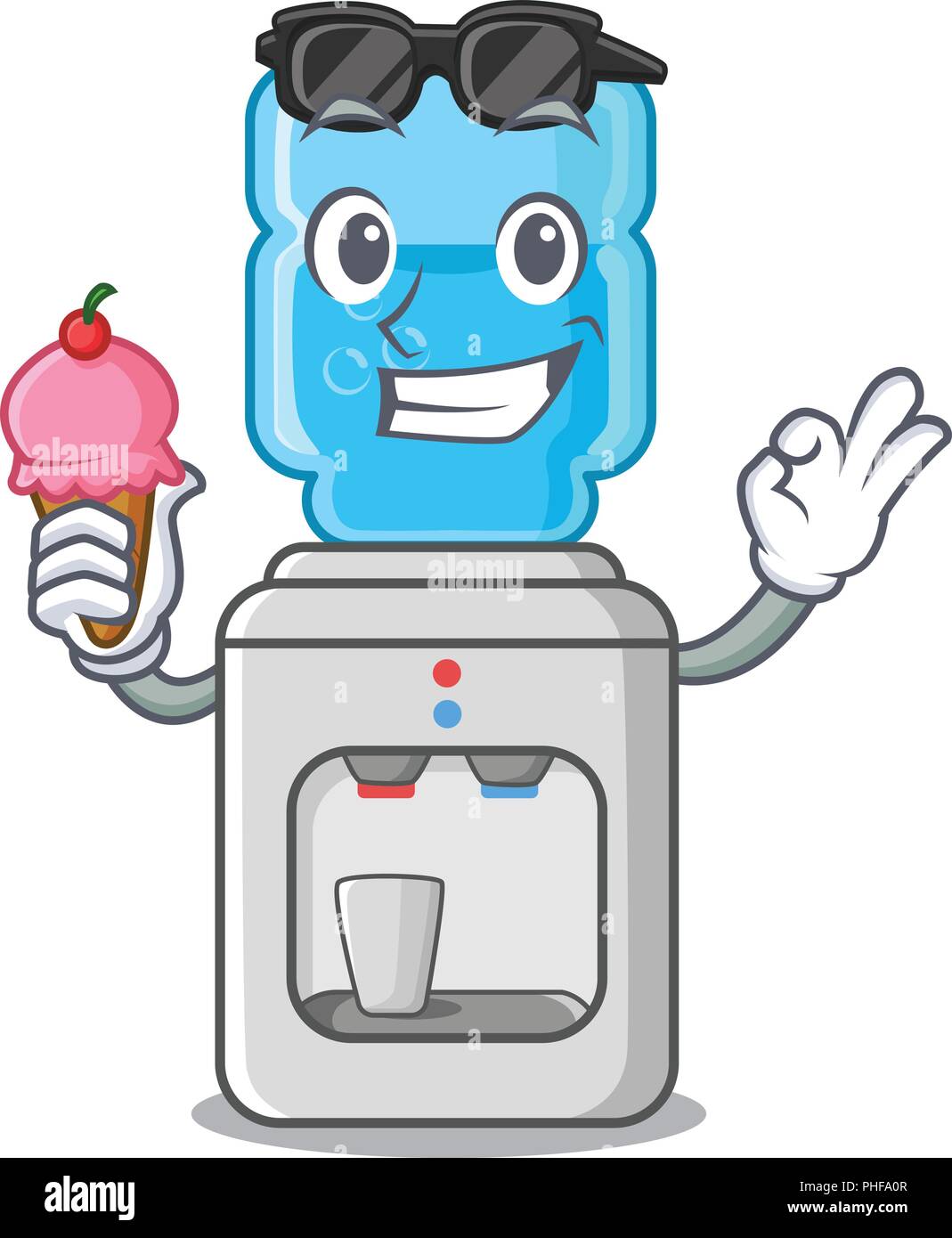 With ice cream electric water cooler against the cartoon vector ...