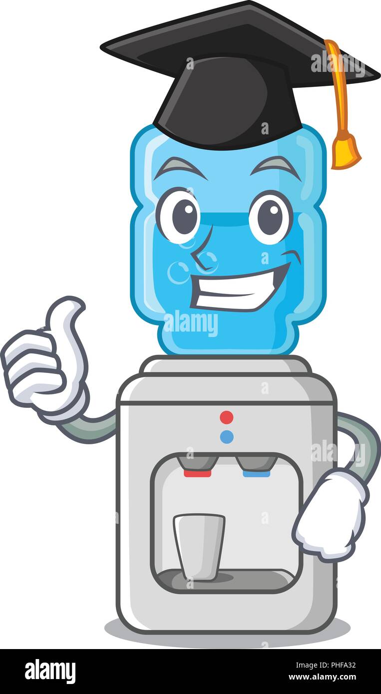 Graduation electric water cooler against the cartoon vector ...