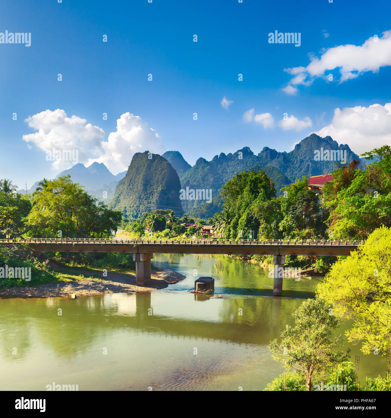 Amazing landscape of river among mountains. Laos Stock Photo - Alamy
