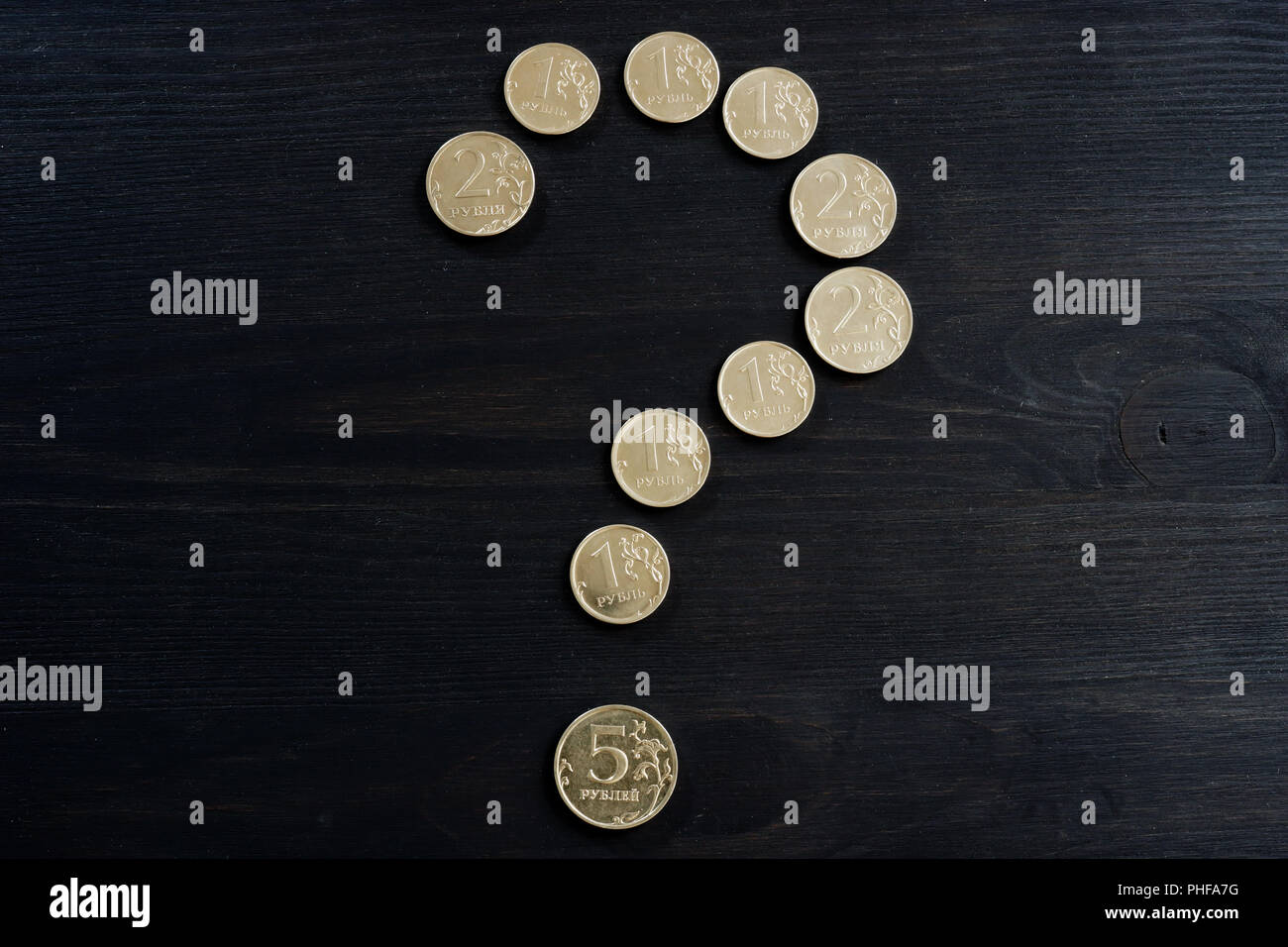 A question mark from Russian rubles. Inflation concept Stock Photo - Alamy