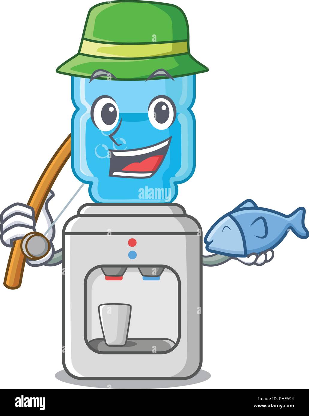 Fishing water cooler with plastic bottle cartoon vector illustration ...