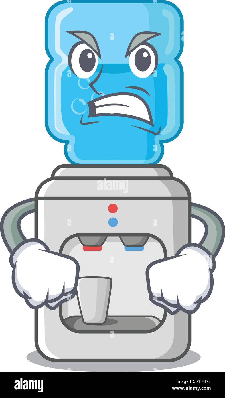 Angry water cooler with plastic bottle cartoon vector illustration ...