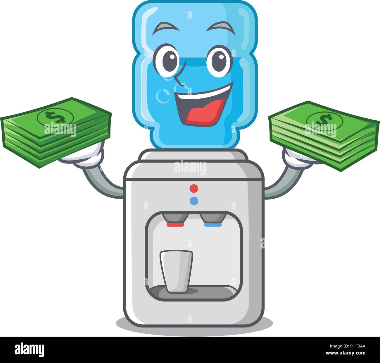With money water cooler with plastic bottle cartoon vector illustration ...