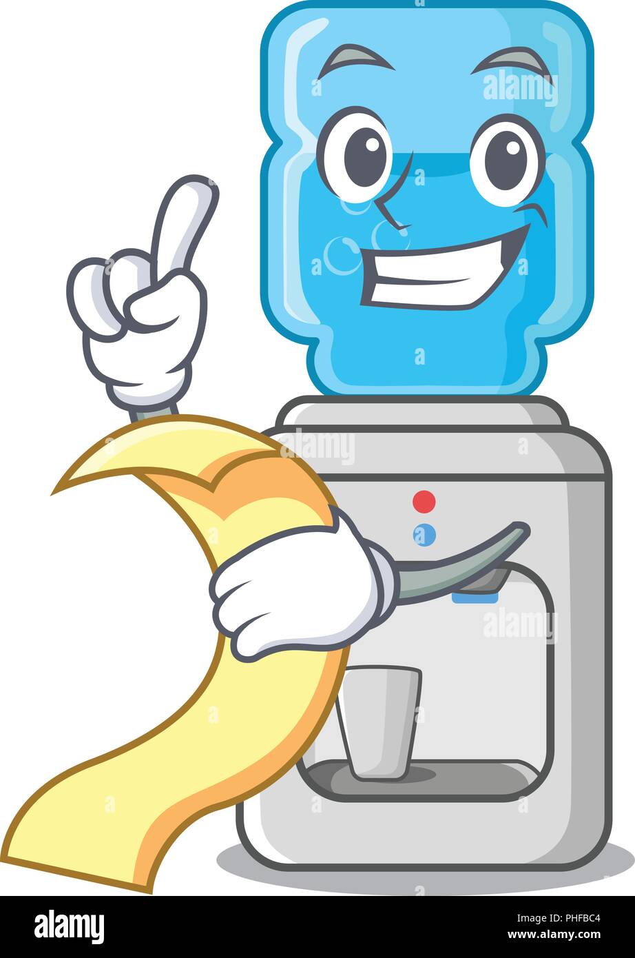 With menu water cooler with plastic bottle cartoon vector illustration ...
