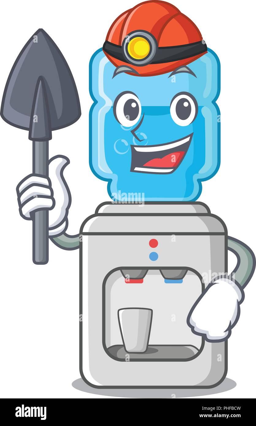 Miner water cooler with plastic bottle cartoon vector illustration ...