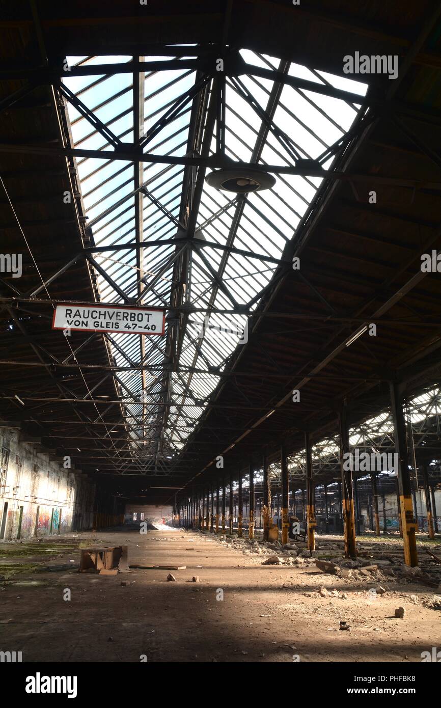Roof windows in a vacant factory in Magdeburg Stock Photo - Alamy