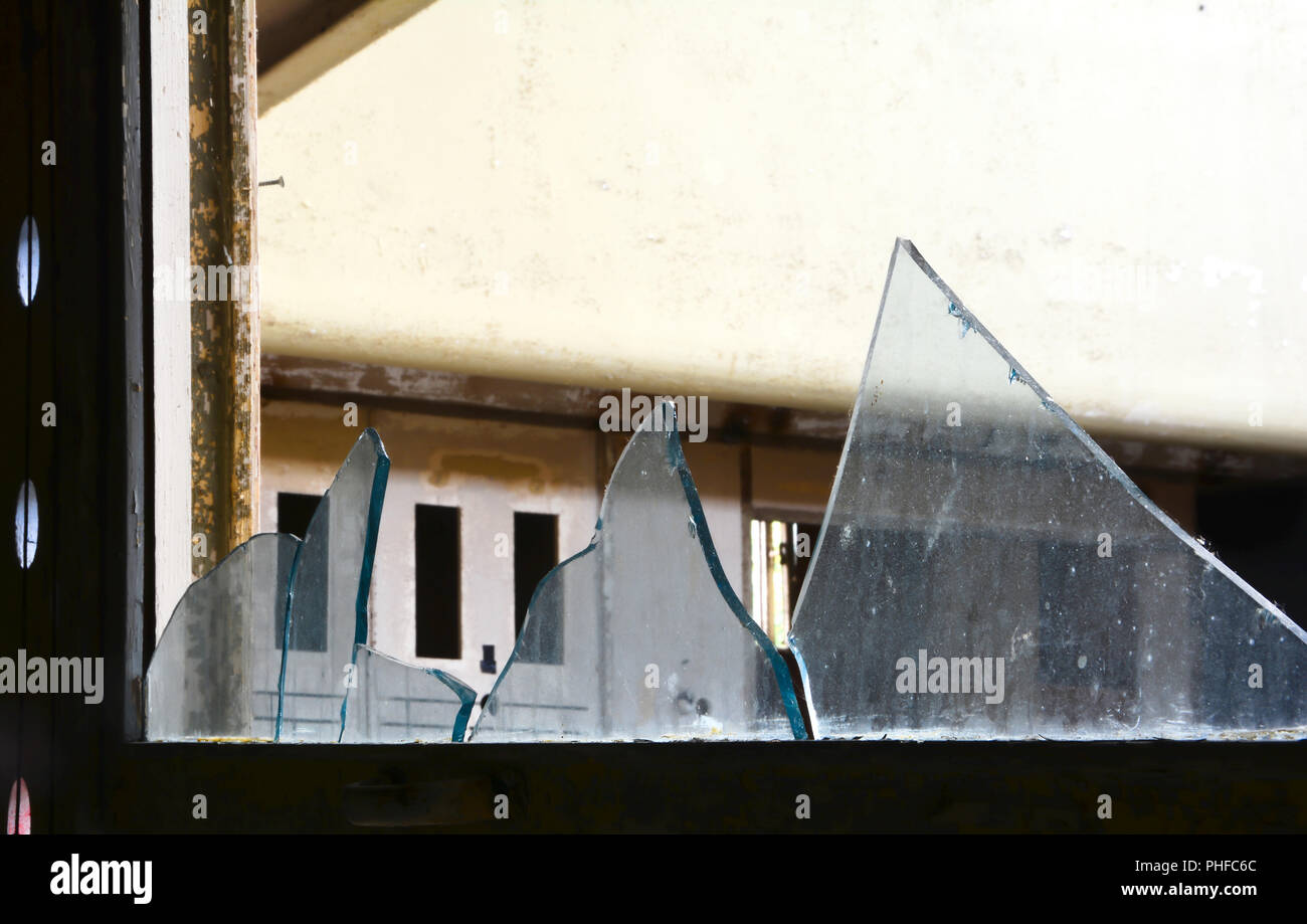 destroyed window in a disused factory in Magdeburg Stock Photo - Alamy