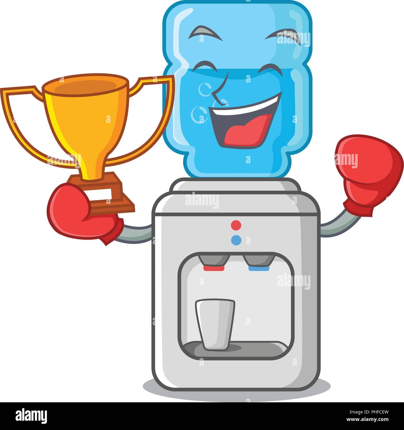 Boxing winner modern water cooler isolated on mascot vector ...