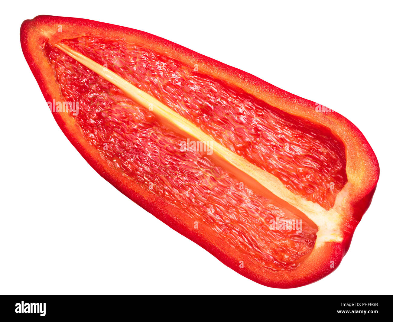 Giant sweet pepper (Capsicum annuum), ripe pod cut in half Stock Photo ...