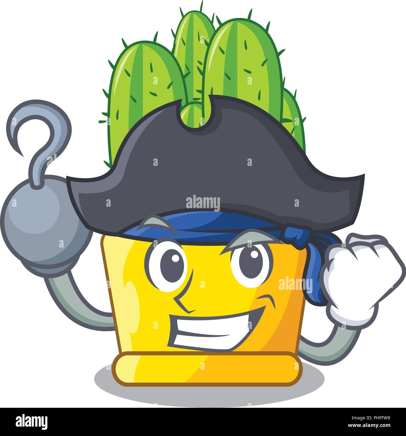 Pirate green cereus cactus on character cartoon vector illustration ...
