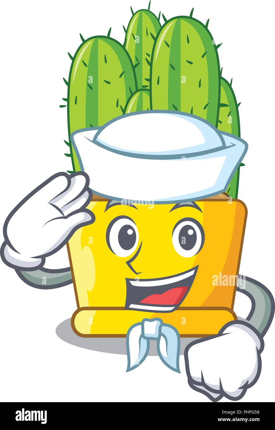 Sailor green cereus cactus on character cartoon vector illustration ...