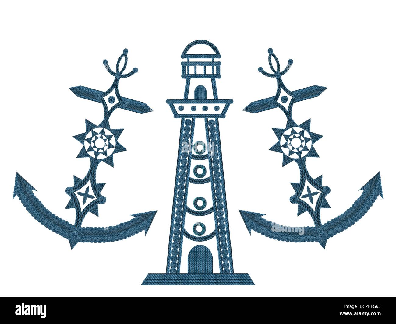 Anchor and lighthouse Stock Photo - Alamy
