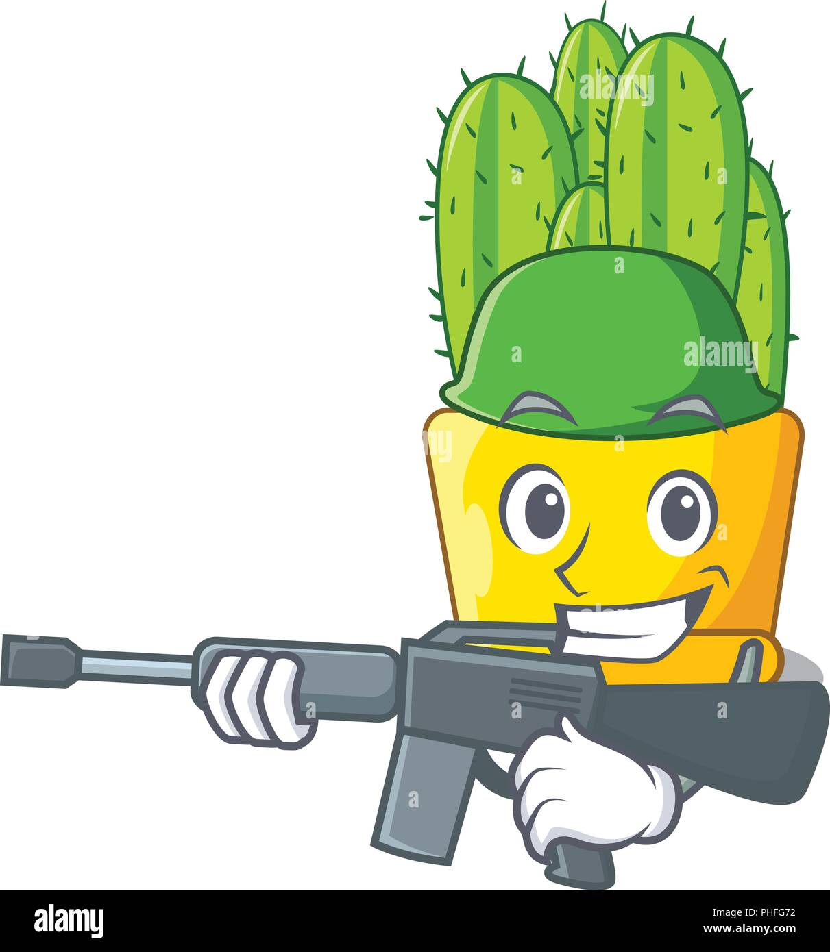 Army green cereus cactus on character cartoon vector illustration Stock ...