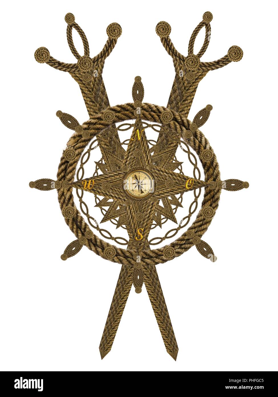 Nautical Compass And Anchor