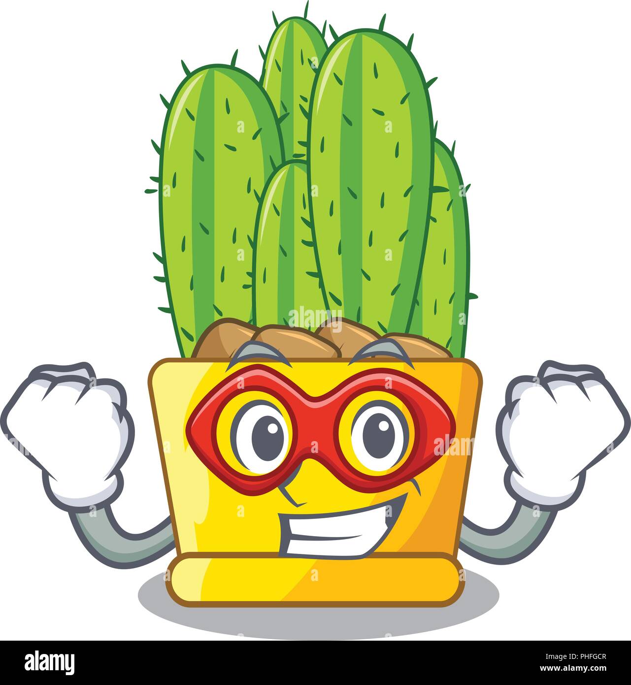 Super hero cereus cactus bouquet on character cartoon vector ...