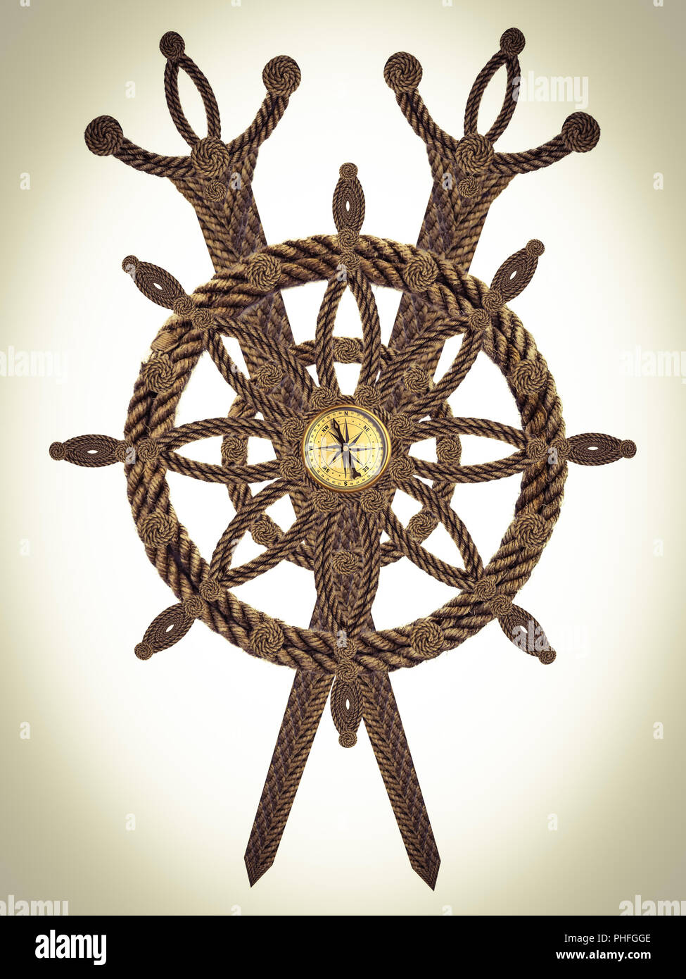 Compass anchor and sword Stock Photo - Alamy