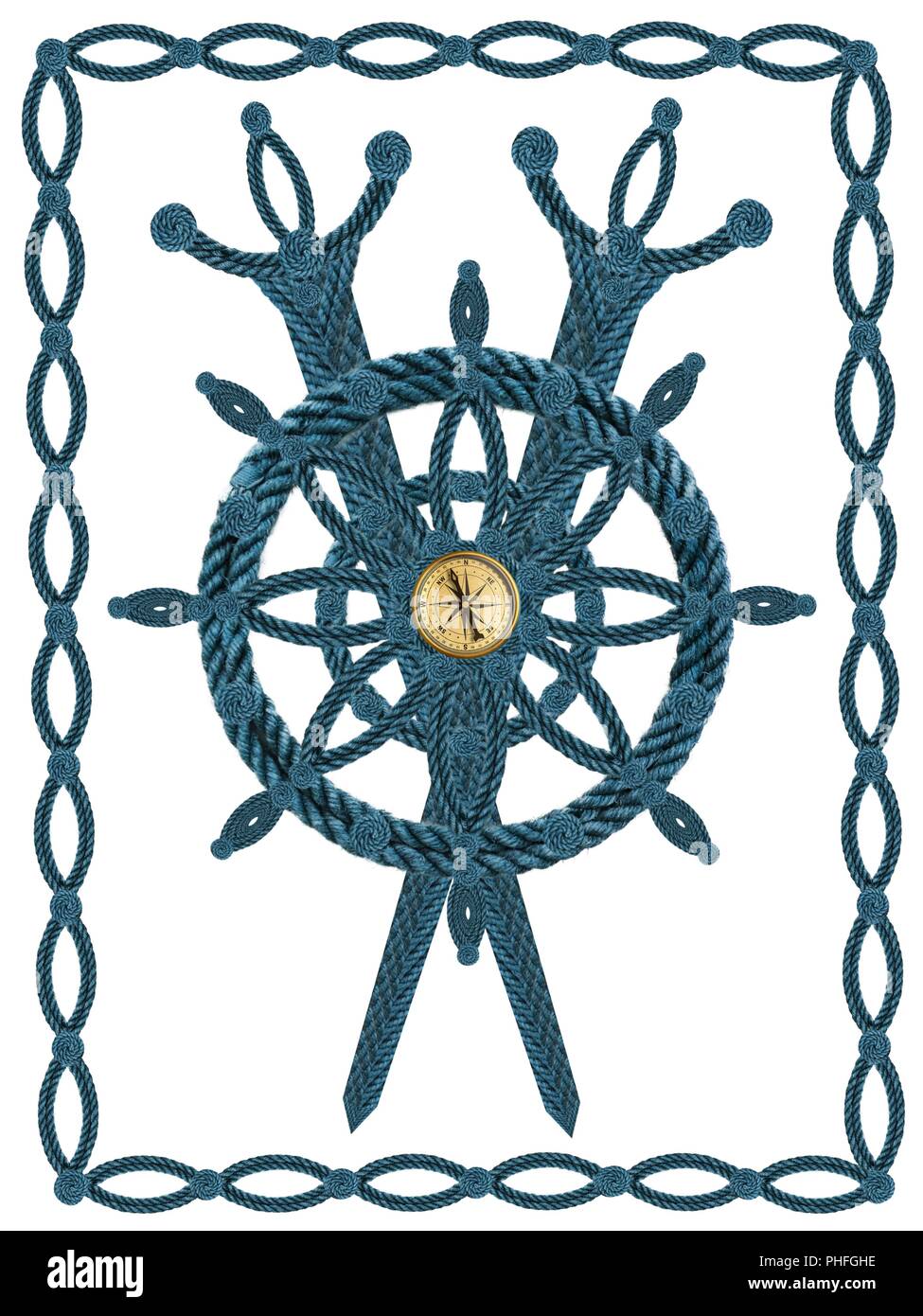 Compass anchor and sword Stock Photo - Alamy