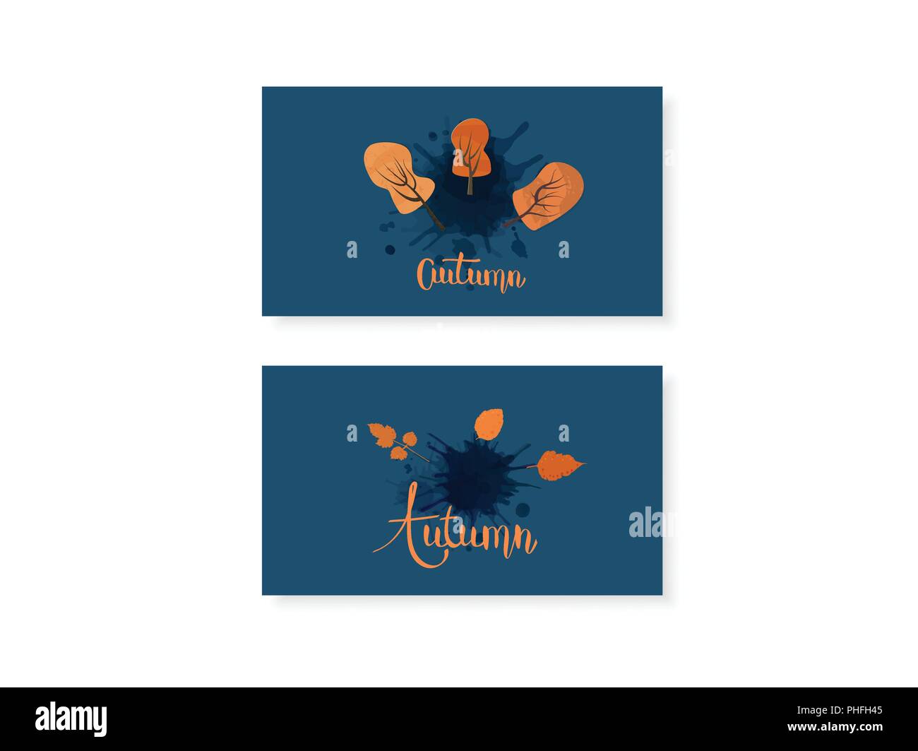 Set of Autumn templates. Handwritten lettering dark watercolor textured ...
